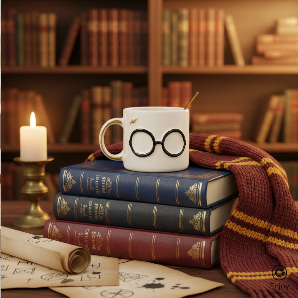 Harry Potter Round Glasses Mug 10oz with Gold Handle - Magic – Enjoy ...