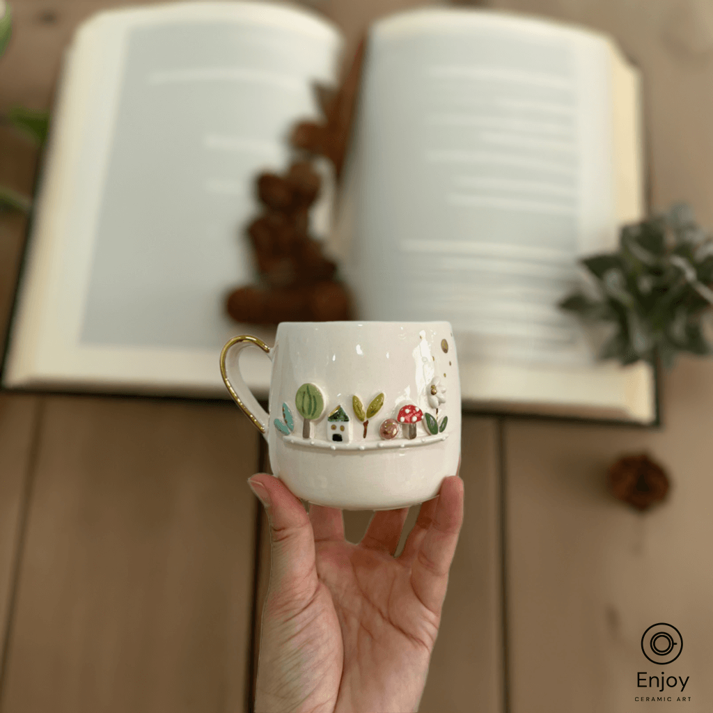 Botanic Garden Mug - Handmade Ceramic Mug with Gold Handle – Enjoy ...