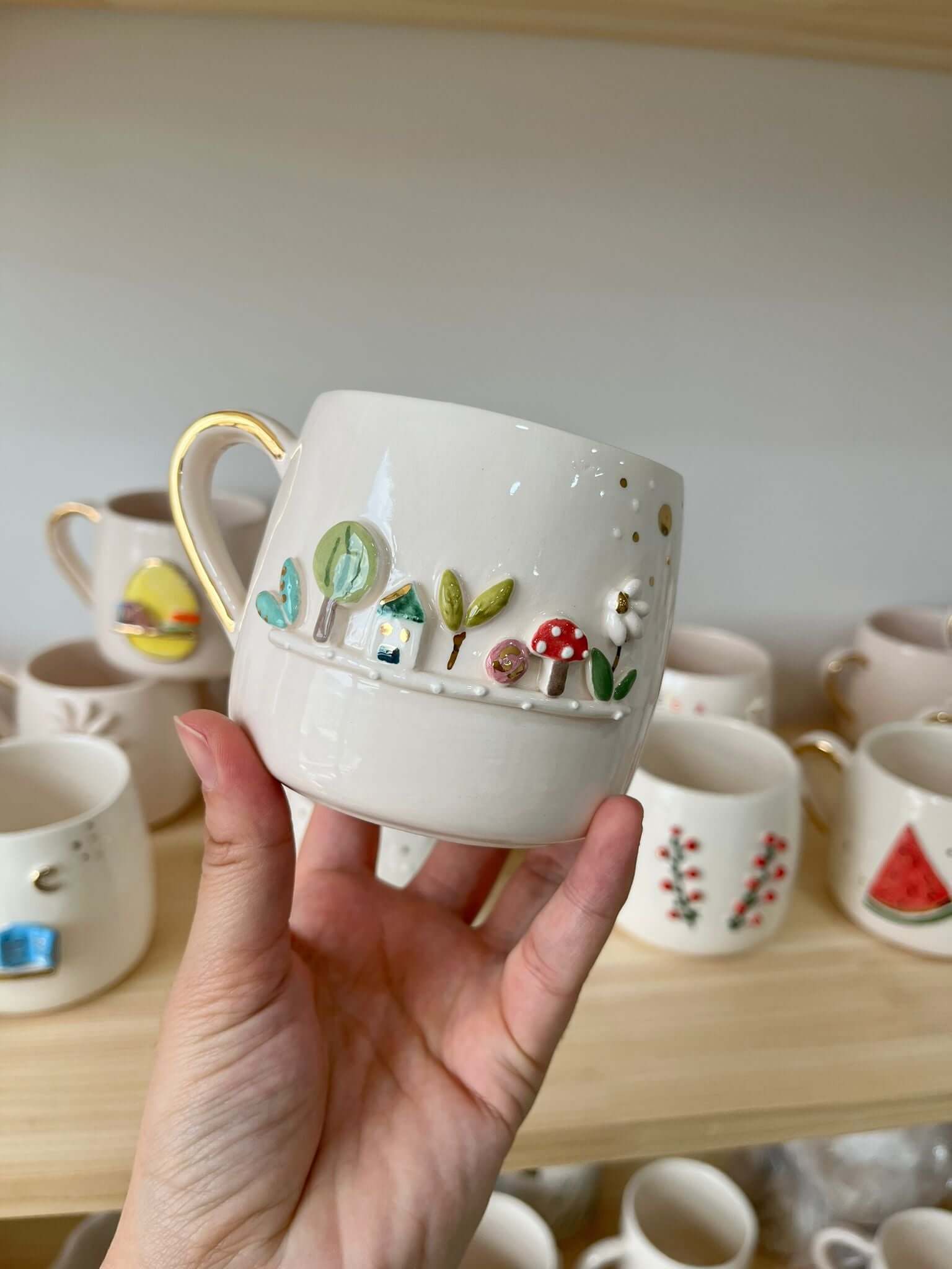 Botanic Garden Mug - Handmade Ceramic Mug with Gold Handle – Enjoy ...
